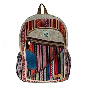 Himalayan Fashion Rainbow Multicolor Large Pocket Hemp American Native Design Backpack