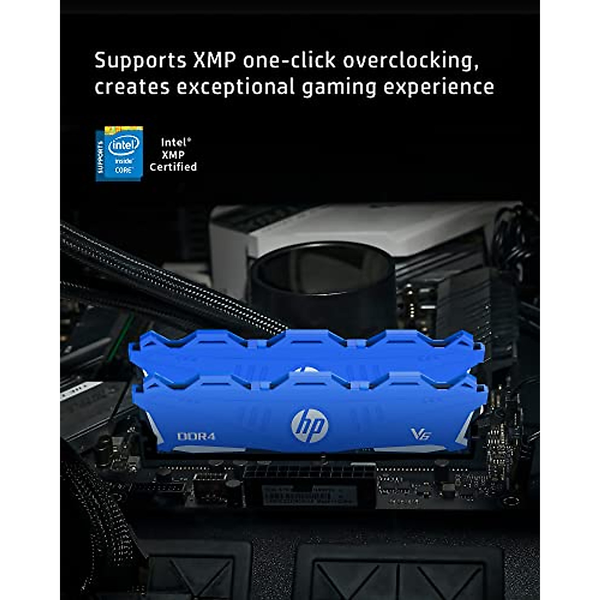 HP V6 RAM 16GB Kit (8GBx2) DDR4 3000MHz CL16 1.35V Desktop Computer Gaming Memory, Blue - 7TE39AA#ABC