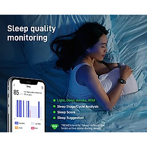 Smart Watch for iPhone Compatible Android Samsung, Fitness Tracker with Heart Rate Sleep Blood Oxygen Monitor Step Counter, IP68 Waterproof for Men Women Touch Screen Black