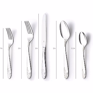 DANIALLI Imperial Silverware Set - 18/10 Stainless Steel Flatware Set for Elegant Dining - Dishwasher Safe Cutlery Set - Floral Silverware Set (20-Piece)