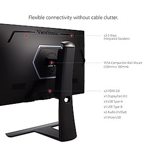 ViewSonic Elite XG320Q 32" 1440p QHD Gaming Monitor with 175Hz, 0.5ms, HDR 600, G-Sync Compatible, 99% AdobeRGB, HDMI, DP and Advanced Ergonomics (Renewed)