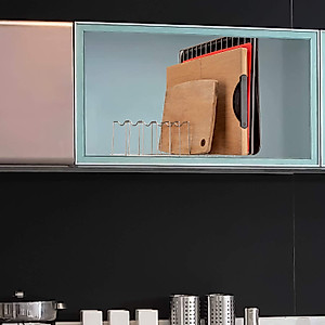 Slideep Pot Lid Holder Pan Lid Organizer Rack Cupboard Organizer Rack, Kitchen Organizer Rack for Pot Lids, Plates, Cutting Boards, Bakeware, Cooling Rack, Serving Trays, Stainless Steel, Pack of 2