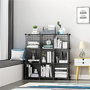 FUNLAX Cube Storage Shelf, 9 Wire Closet Storage Cubes Closet Organizers and Storage Sturdy Metal Bathroom Storage Book Shelf Clothes Organizer