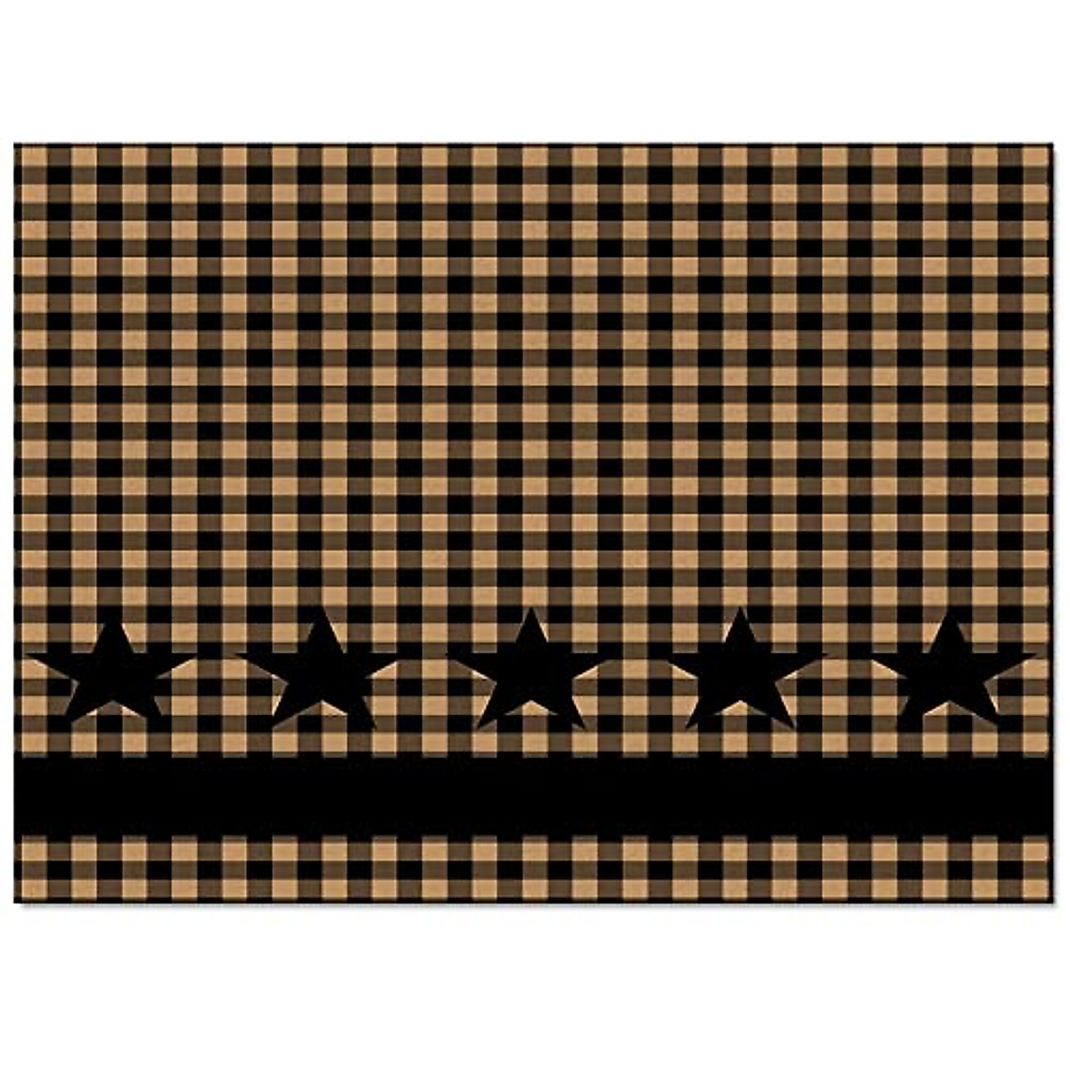 Retro Country Star Area Rug, Brown Black Buffalo Plaid Decorative Rug, Easy Clean Carpet with Anti-Slip Backing for Bedroom Living Room Dining Room Office 3ftx2ft