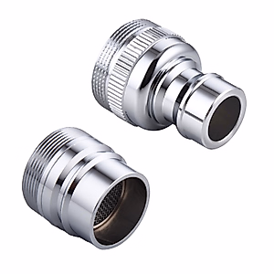 LUOFANT Dishwasher Faucet Adapter with Aerator, Sink Faucet Adapter for Portable Washer, Dishwasher Snap Connection, 15/16-27 Male Outside and 55/64-27 Female Inside，Chrome