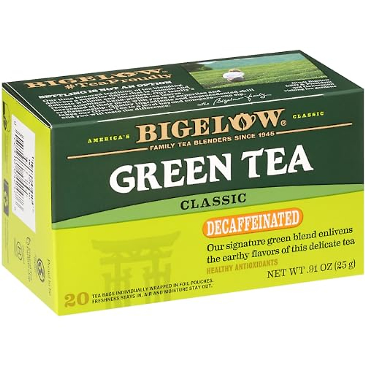 Bigelow Classic Green Tea Decaffeinated, 20 ct