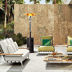 Patiomore Outdoor Propane Heater Patio Tall Standing Heater, 48000 BTU, Smooth Black