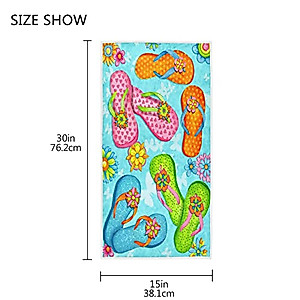 Summer Turquoise Hand Bath Towel Flip Flops Fingertip Towel Sunflower Flowers Butterfly Kitchen Bathroom Towel Set Highly Absorbent SPA Gym Guest towels 16x30 Inch