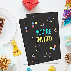 Cute Science Theme Birthday Invitations with Envelopes Set of 20 Experiment Mad Science Party Invites