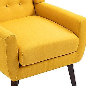 UIXE Accent Chairs Set of 2, Modern Living Room Arm Chair Button Tufted Armchair, Comfy Upholstered Club Lounge Sofa Seat Reading Chair Bedroom Side Seating for Home Office (Yellow)