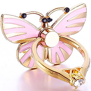 4 Pack Phone Ring Stand, Diamond Bling Butterfly Cell Phone Kickstand Grip, 360 Rotation Universal Multi Angle Metal Phone Ring Holder (2 Butterfly, 2 Swan, 1 Strip)