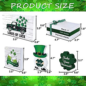 St Patricks Day Tiered Tray Decor Set, 7 Pieces Thick Wooden Lucky Shamrock Mini Sign Farmhouse Rustic Table Ornaments for Home Decor Kitchen Table Decoration, Housewarming Gift [Tray Not Included]