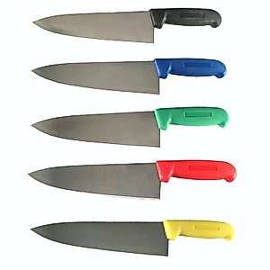 Cozzini Cutlery Imports 8" Chef Knife Assorted Colors and Packs - Razor Sharp Commercial Kitchen Cutlery - Cook's Knives (Mixed - 1 of Each Color)