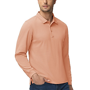 MAGCOMSEN Shirts for Men Long Sleeve Polo Shirts for Men Golf Shirts Dad Shirt Work Shirts Mens Casual Shirts Fishing Shirts for Men Apricot