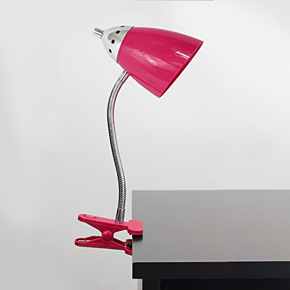 Limelights LD2001-PNK Flossy Flexible Gooseneck Desk Lamp Clip Light, Pink