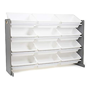 Humble Crew, Grey/White Kids Toy Organizer with 12 Large Storage Bins