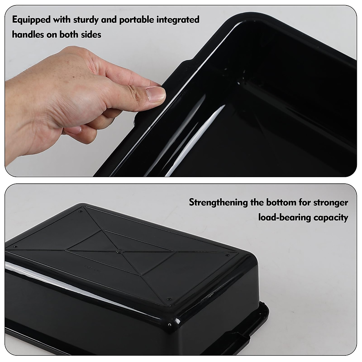 Knifefish 12 Packs Bus Utility Box, 13 L Plastic Restaurant Bus Tubs Tote, Black