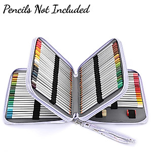 BTSKY Colored Pencil Case- 120 Slots Pencil Holder Large Capacity Pencil Organizer with Handle Strap Handy Colored Pencil Box with Printing Pattern (Purple Butterfly)