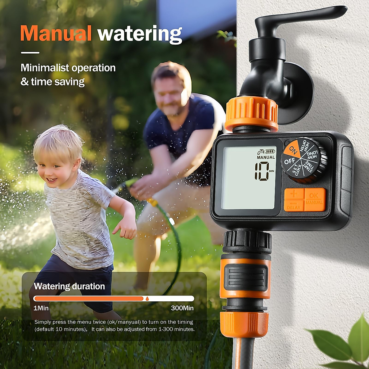 PISKOAN Sprinkler Timer,Water Timer Programmable Garden Outdoor Hose Feature Timer with Rain Delay/Manual/Automatic Watering System for Lawns Pool (1 Outlet)