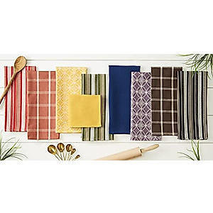 DII Assorted Woven Kitchen Set, Dishtowel, 18x28, Dishcloth, 13x13, Spice, 5 Piece