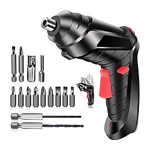 Electric Screwdriver 15pcs Cordless Screwdriver 3.5N.m Power Screwdriver, 3.6V Cordless Drill Screwdriver Rechargeable with Led Light, Deformation Handle (Medium)