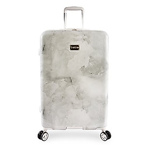 BEBE Women's Lilah 2 Piece Set Suitcase with Spinner Wheels, Silver Marble, One Size
