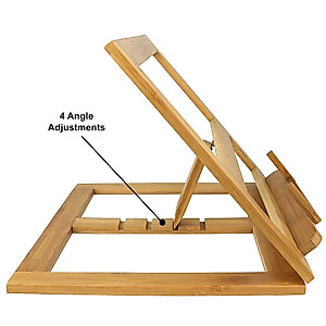 Greenco Bamboo Laptop, iPad, Kitchen Stand, Art Easel | Cookbook, Music Book, Recipe Book Holder, Painting Display, Reading | Foldable, Portable, Adjustable | Tabletop, Kitchen Counter, Home Decor