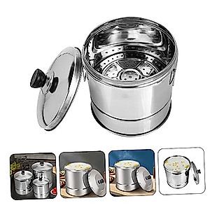 FELTECHELECTR Stainless Steel Rice Steamer Dumpling Steamer Lunch Box Containers Commercial Rice Cooker Rice Serving Bucket Sushi Rice Container Steam Baskets Dumpling Rice Barrel Home Supplies