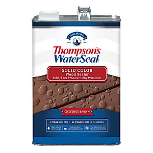 Thompson’s WaterSeal Solid Color Waterproofing Wood Stain and Sealer, Chestnut Brown, 1 Gallon