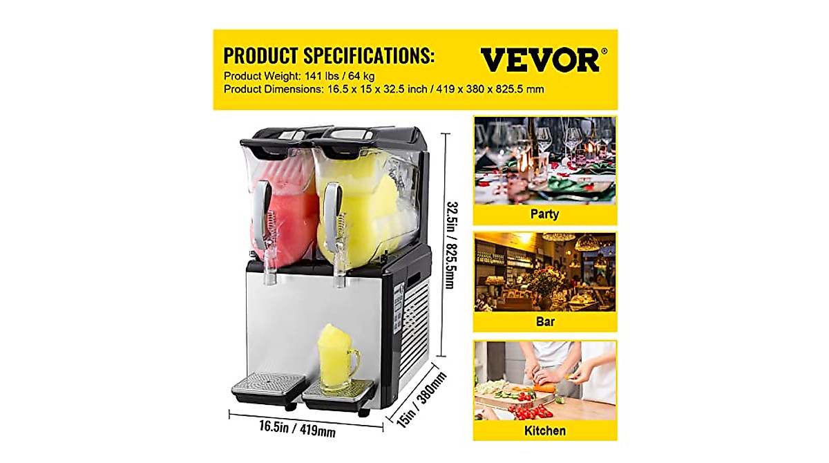 VEVOR Commercial Slushy Machine 20L Dual Tank for Bars & Restaurants