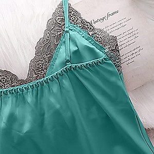 Pjs Nightwear Lace 5Pcs Pajama Women‘s Silky Set Sleepwear Sexy Set Pajama with 4 Piece Lingerie Set for (Green, L),Slips,green