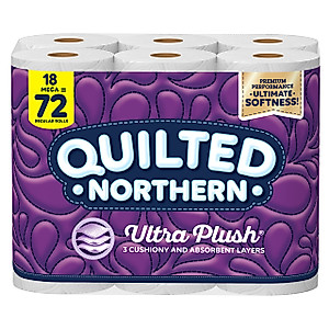 Quilted Northern Ultra Plush® Toilet Paper, 18 Mega Rolls = 72 Regular Rolls, 3-Ply Bath Tissue
