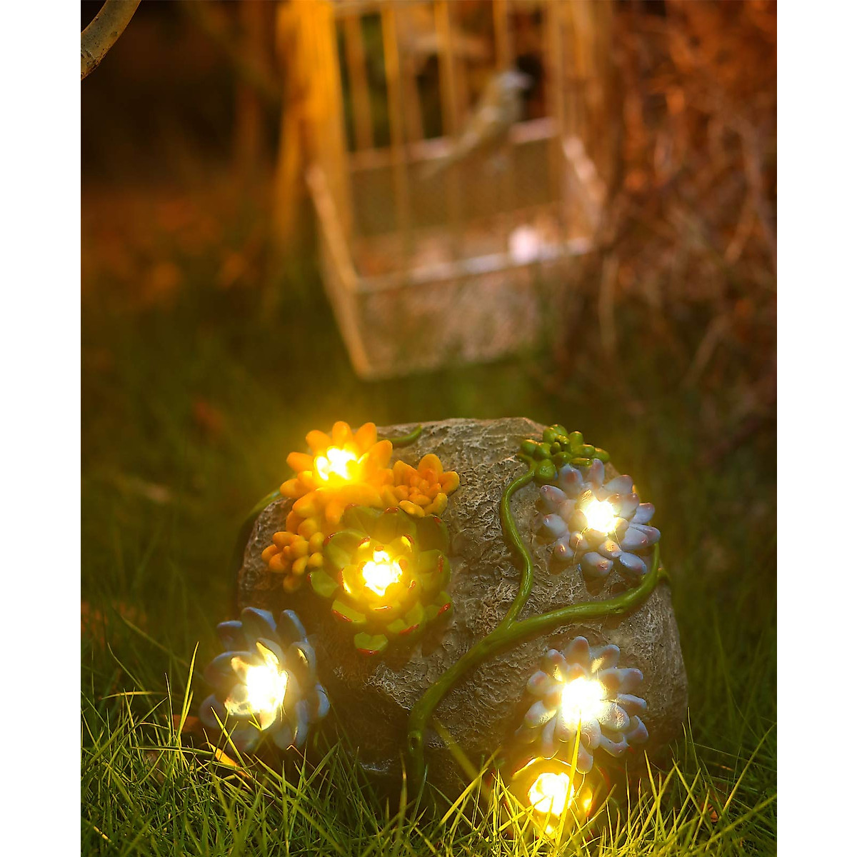 ANTEROOF Garden Statue, Solar Powered LED Outdoor Decor Garden Lights, Polyresin Garden Figurines for Outdoor Decoration (Outdoor Paradise)