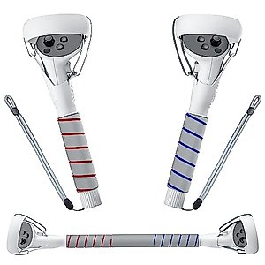 SAQICO 2 in 1 Long Arms & Handle Attachments Compatible with Oculus Quest 2 Hand Controllers, VR Gorilla Tag Long Arms/Stick Extension Grips for Meta Quest 2 Accessories for Beat Saber Golf Club Game