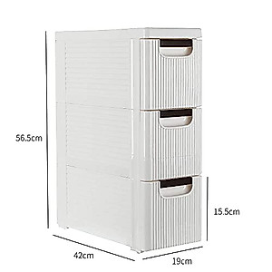 Storage Drawer Rolling Cart Organizer and Storage,Plastic Unit on Wheels Narrow Slim Bathroom Storage Cabinet Organizer (3-Tiers)