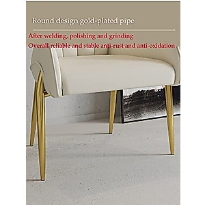 KEFFOR Dining Kitchen Room Chairs Living Room Armchair Modern Upholstered Dining Chairs with Soft Microfiber Leather Cushion Seat and Gold-Plated Feet (Color : White)