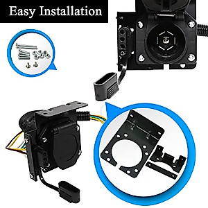 Oyviny 4-Way Flat to 7-Way Round Blade and 4 Way Trailer Wiring Harness Adapter Vehicle-Side 4 Pin to Trailer-Side 7 Pin and 4 Pin Dual-Output Connector with Mounting Bracket for Truck RV(Black)