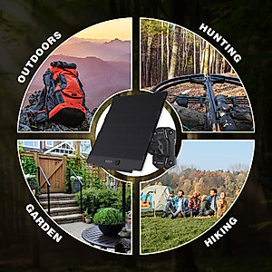 Camojojo Solar Panel with 5000 mAh Built-in Battery, Solar Battery Charger Kit for Wireless/Cellular Trail Camera, 6V/2A 12V/1A Compatible, High to 22% Solar Conversion Efficiency, IP66 Waterproof