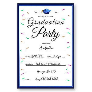 LoaHak Graduation invitations blue with envelopes Grad Celebration Announcement Cards 20 Pack (003) (GRAD(077))