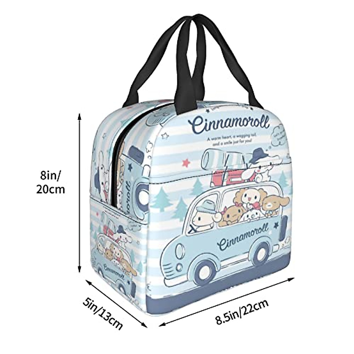 BAMUTECH Insulated Lunch Box Lunch Bags - Portable & Spacious Reusable Adults Tote Bag For Women,Men,Boys,Girls, Blue, 8.5in x 8in x 5in