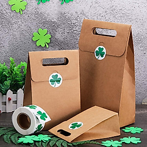 St. Patrick’s Day Stickers, 500 Pieces 1.5inch Irish Shamrock Sticker Roll 4 Leaf Clover Stickers for Bags Boxes Wrap Cards Party Decoration Supplies