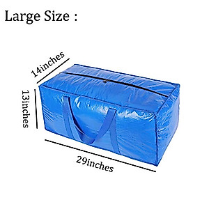 Heavy Duty Extra Large Storage Bags, Moving Bags, College Dorm Essentials, Extra Large Storage Bags for Moving Supplies, Christmas Decorations Storage, Double Zipper Design (Blue 6 pack)