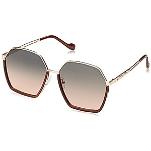 Jessica Simpson J6051 Retro Women's Metal Hexagonal Sunglasses with 100% UV Protection. Glam Gifts for Her, 60 mm, Gold & Brown