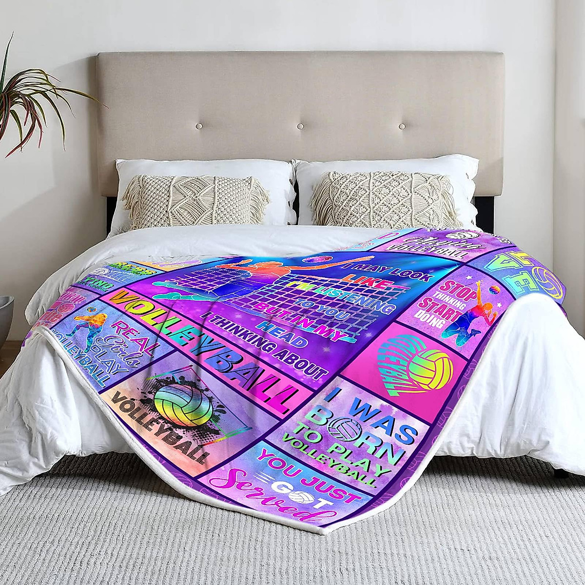 NTMANON Volleyball Blanket,Volleyball Gifts,Volleyball Gifts for Teen Girls Team,Gifts for Volleyball Lovers Blanket,Volleyball Blanket Gifts,Soft Warm Throws Blankets for Home Bedroom Sofa 50"x 60"
