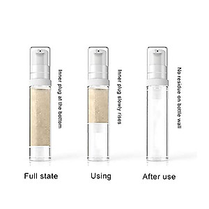 10 Pcs Clear Airless Pump Bottles,Refillable Empty Transparent Plastic Airless Lotion Pump Vacuum Container Diffuser Travel Size Lotion Sample Packing Vial-FREE Funnel,Dropper (5ml/0.17 Qunce)