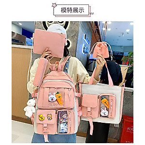 Rcuyyl Kawaii Backpack Backpack Kawaii Pendants and Pins Accessories 5Pcs Set Cute Kawaii Rucksack for School Bag Cute Aesthetic Backpack 17in Travel Rucksack School Bag (Purple2)