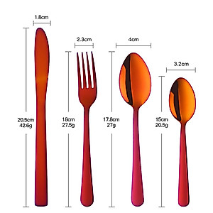 BuyGo Silverware Set Flatware Set Stainless Steel Dinnerware Set 24-Piece Cutlery Set, Service for 6, Rainbow red