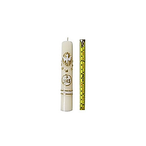 Small 6.3 in (16cm) Seven Gifts of The Holy Spirit Wedding Confirmation Candle JHS
