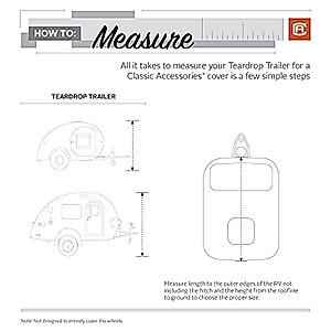 Classic Accessories Over Drive PermaPRO Teardrop Trailer Cover, Fits 8'L x 5'W Trailers, Resists Tears, R-Pod Cover, Travel Trailer Storage Cover, Compatible with R-Pod/Clamshell Trailers, Grey
