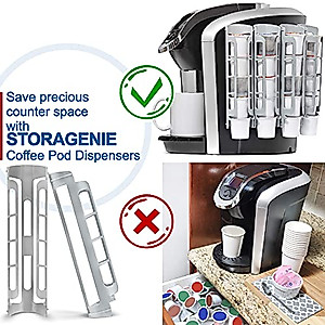 STORAGENIE Coffee Pod Holder for Keurig K-cup, Side Mount K Cup Storage, Coffee Pod Organizer, Perfect for Small Counters (2 Pack| For 10 K-Cups, White)